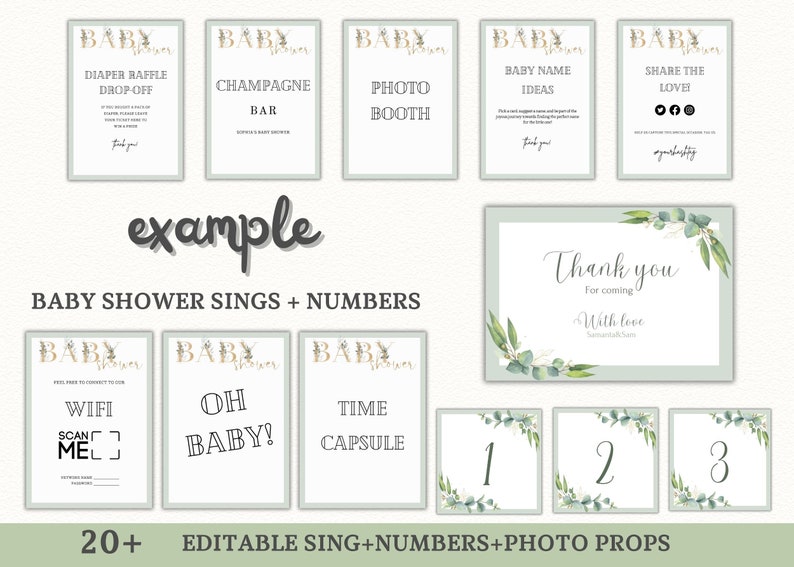 Printable Baby Shower Pack, Minimalist Baby Shower Games Bundle ...