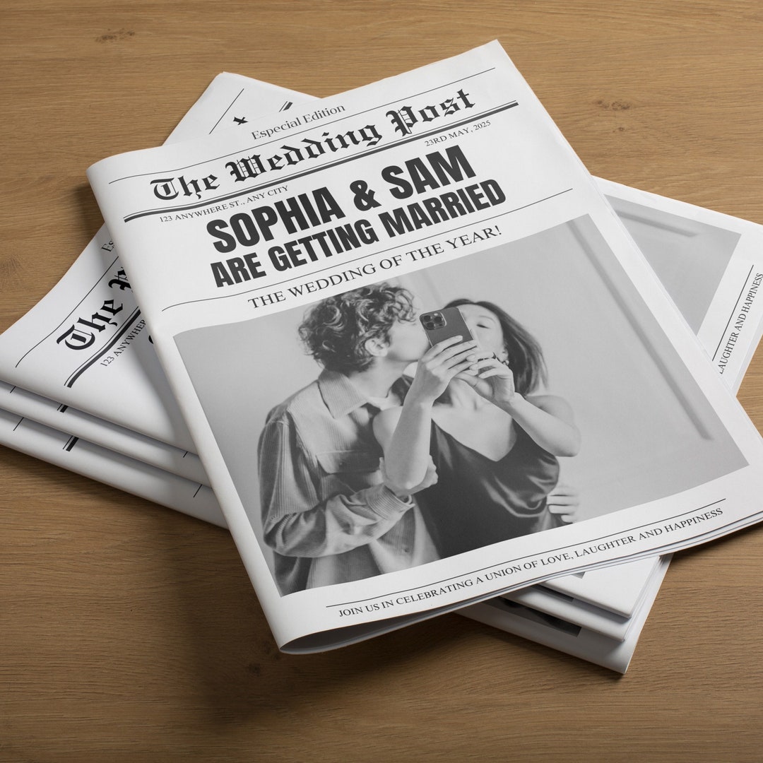 Editable Wedding Newspaper Program, Printable Wedding Timeline, Folded ...