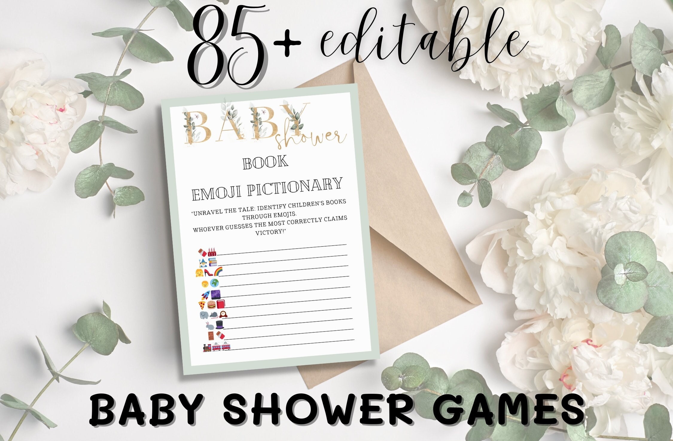 Printable Baby Shower Pack, Minimalist Baby Shower Games Bundle ...