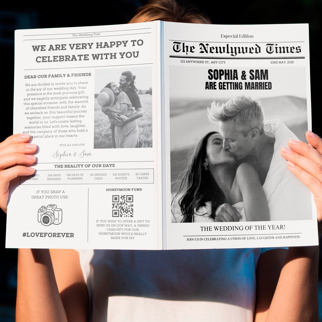 Editable Newspaper Wedding Program Template, Folded Wedding Day Program ...