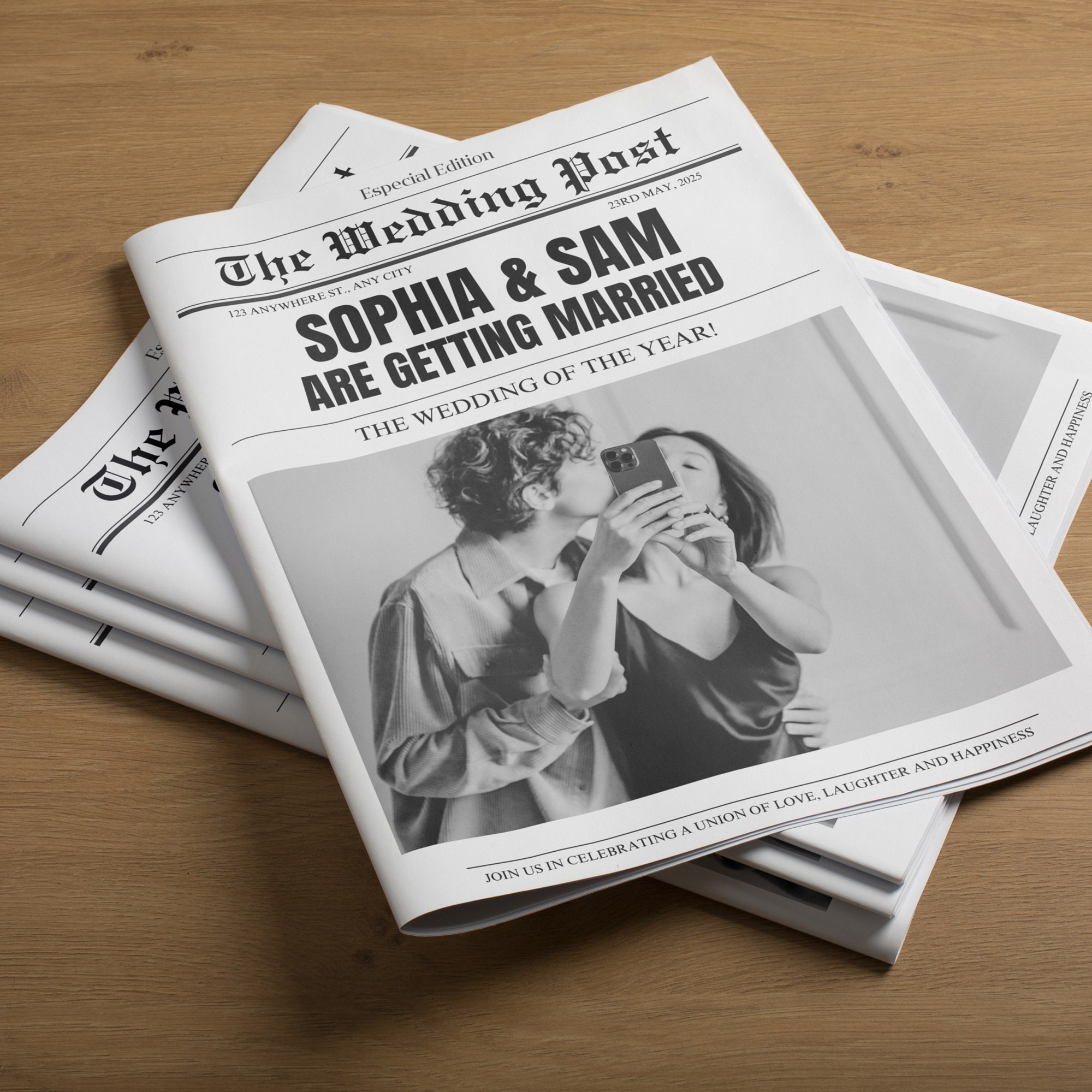 Editable Newspaper Wedding Program Template, Printable Wedding ...