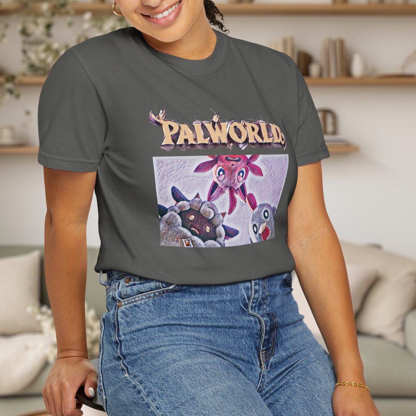 Palworld Shirt Gamer Oversize T-shirt Depresso Gift for Him Tee T Shirt ...