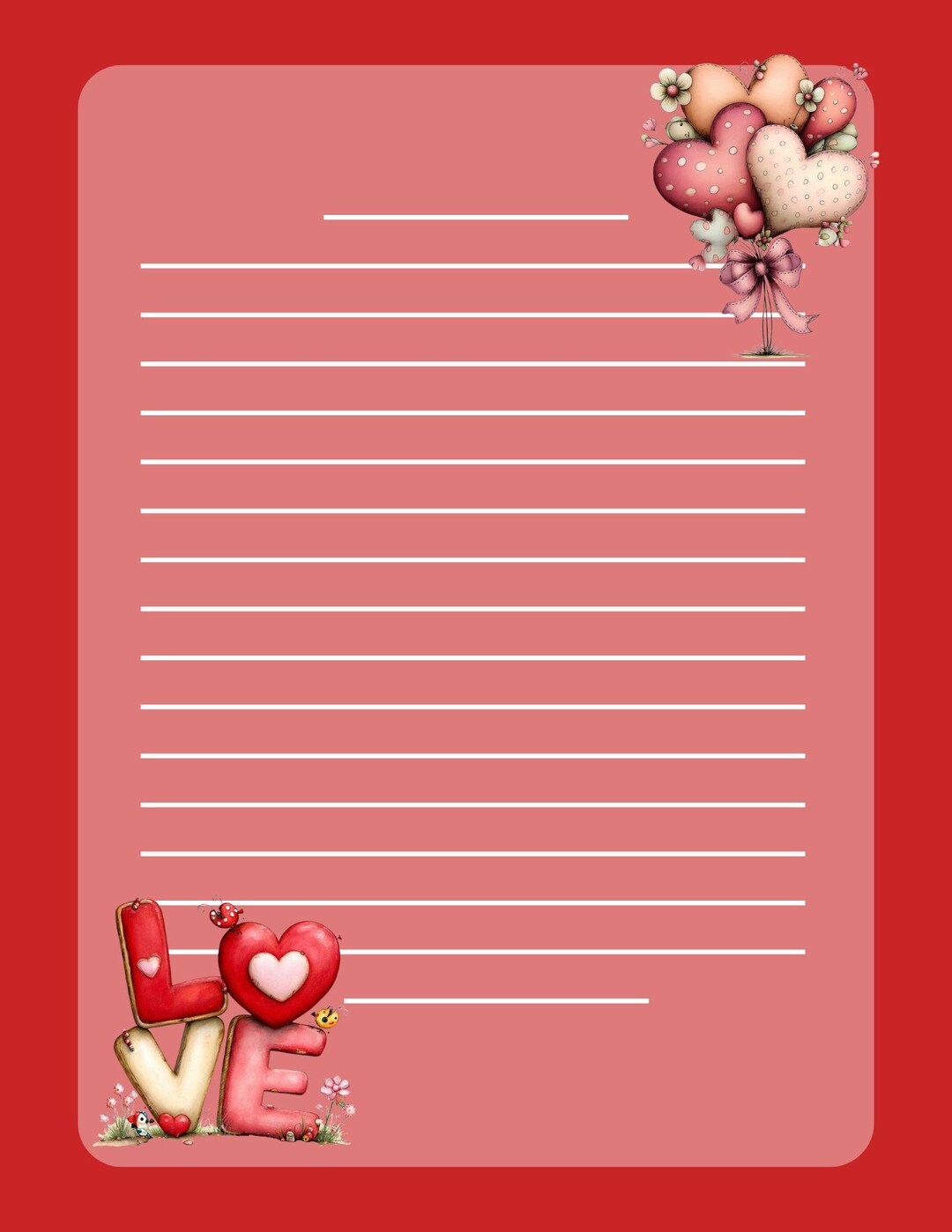 Valentine Stationery Pack - Etsy