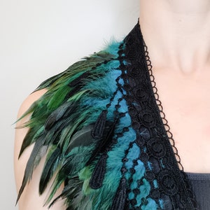 Blue Feather Shawl With Lace - Etsy