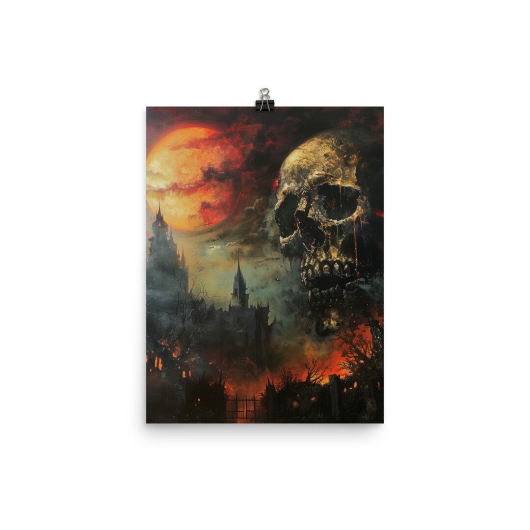 Gothic Horror Themed Skull Poster Art, AI Dark Matte Paper Poster ...