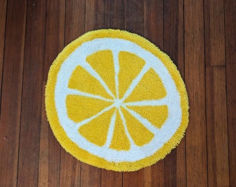 Handmade Lemon Rug, Hand Tufted Rug, Lemon Slice Rug, Small Rug ...