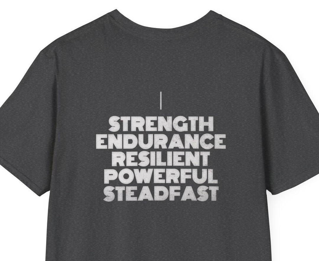Workout T-shirt W/ Motivational Words, Strength, Endurance, Resilient, Powerful, Steadfast on ...
