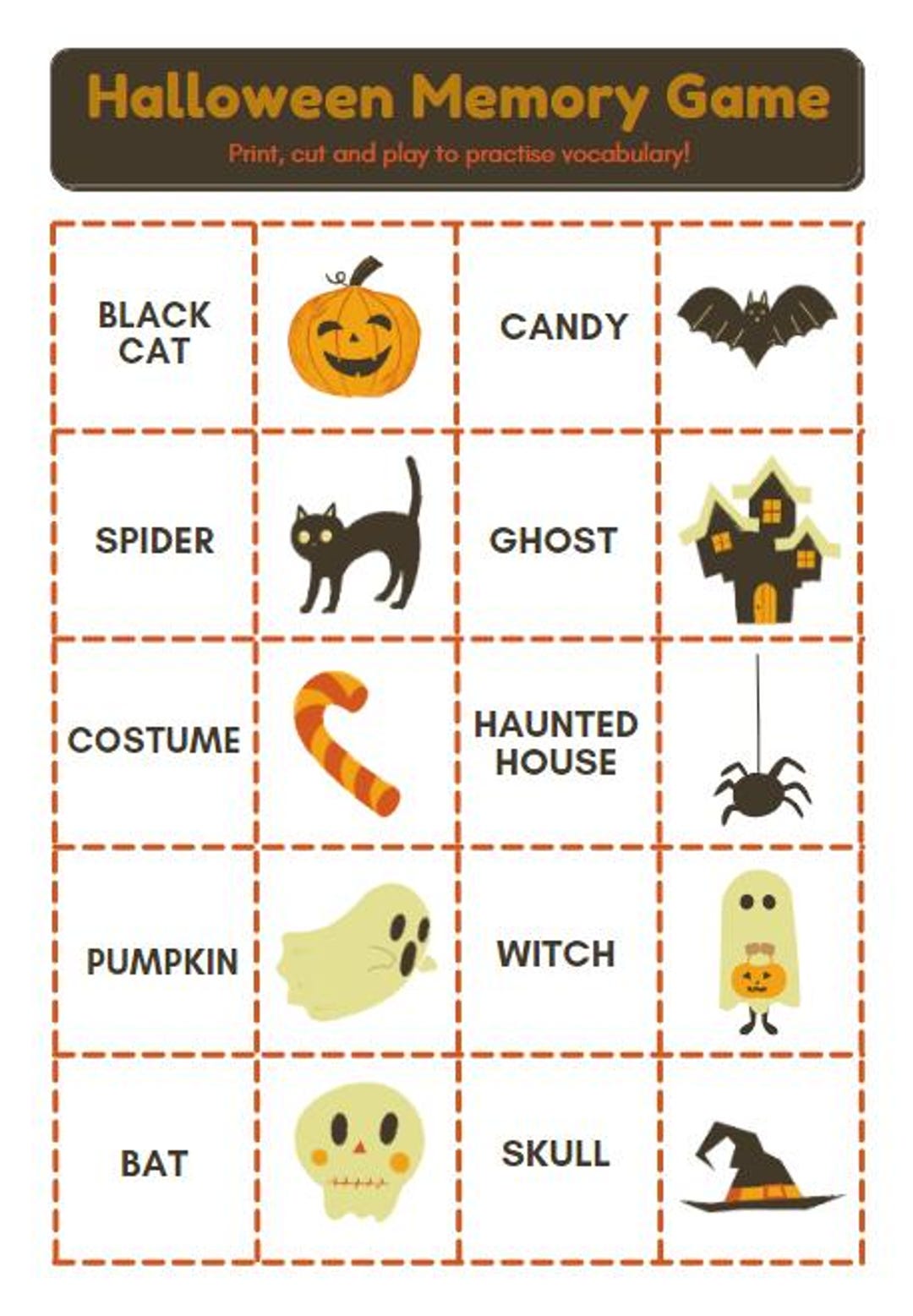 Halloween Memory Game Halloween Memory Game - Etsy