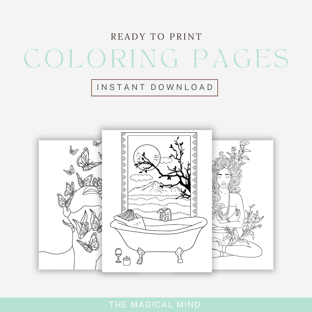 Printable Adult Coloring Pages Mental Health Coloring Anxiety Relief ...