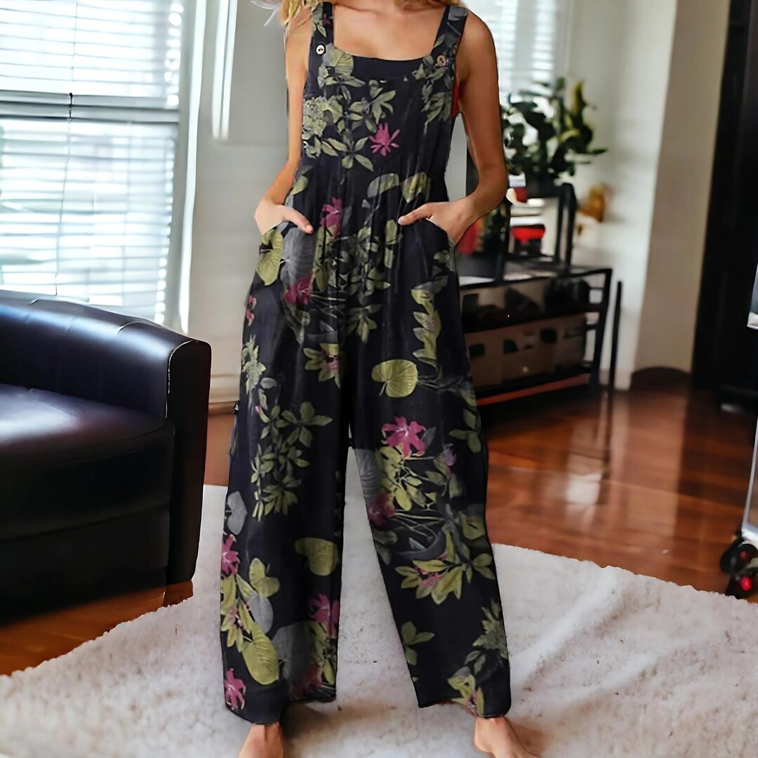 Cotton Boho Overalls, Bell Bottom Jumpsuit, Wide Leg Dungarees, Hippie ...