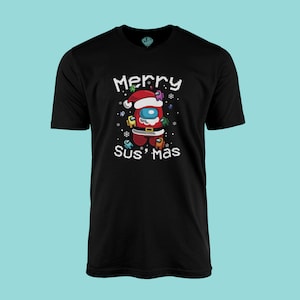 Among Us Inspired Merry Sus'mas T-shirt Black - Online Gamer - Kids ...