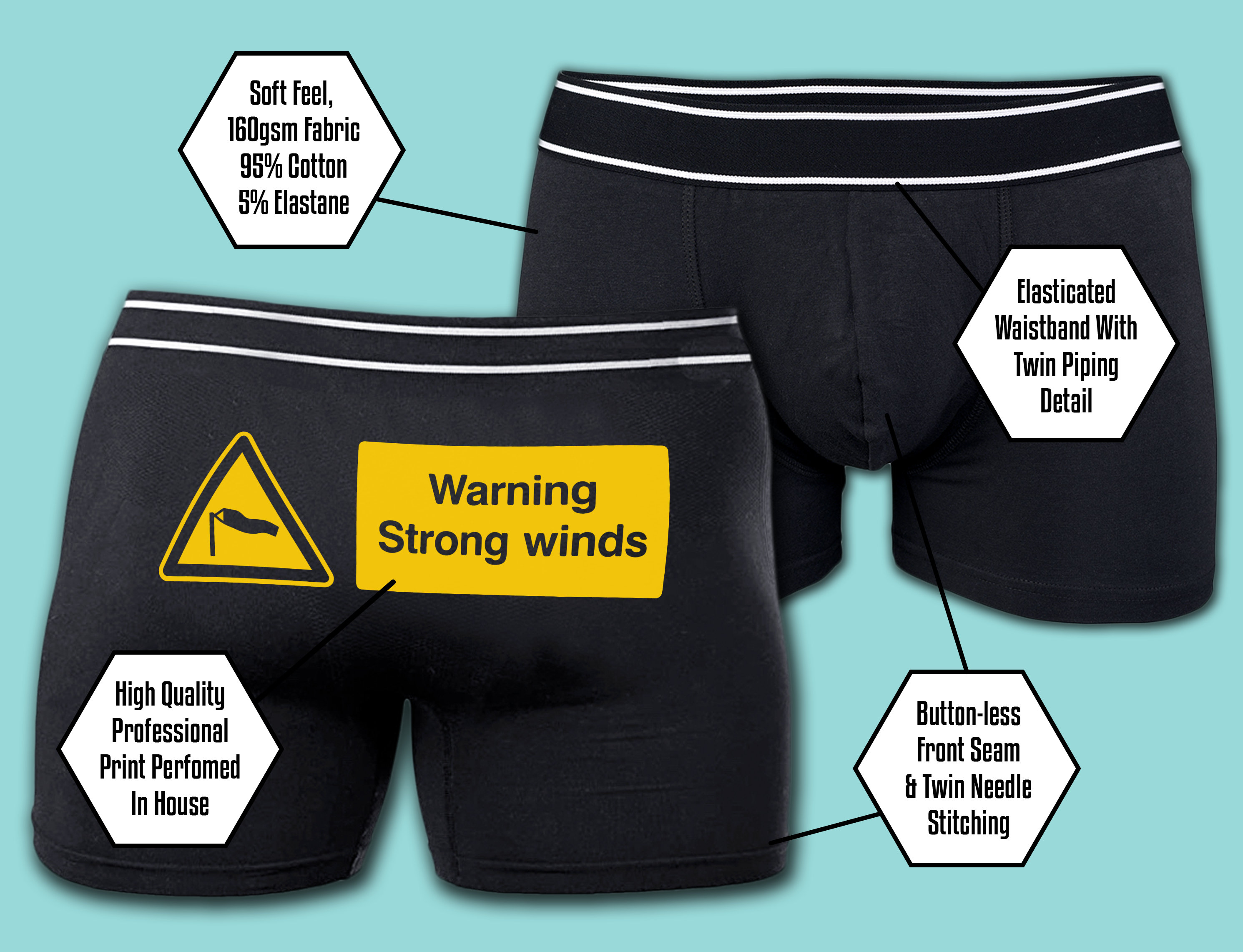 Warning Strong Winds Boxer Shorts – Funny Novelty Joke Underwear ...