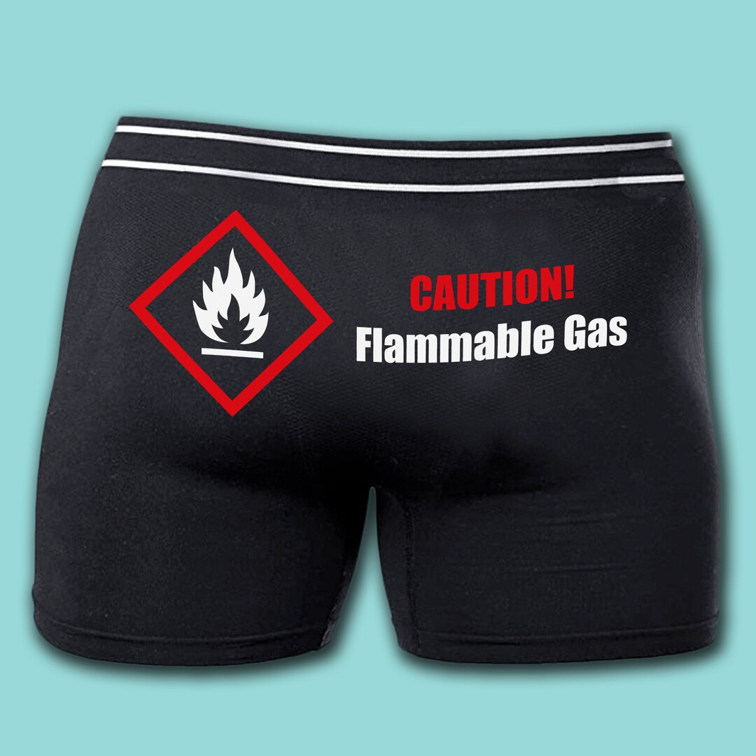 Caution Flammable Gas Boxer Shorts Funny Joke Novelty Gift Idea Fathers ...