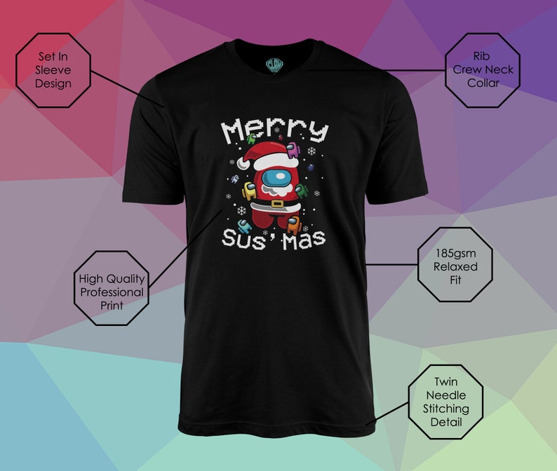 Among Us Inspired Merry Sus'mas T-shirt Black - Online Gamer - Kids ...