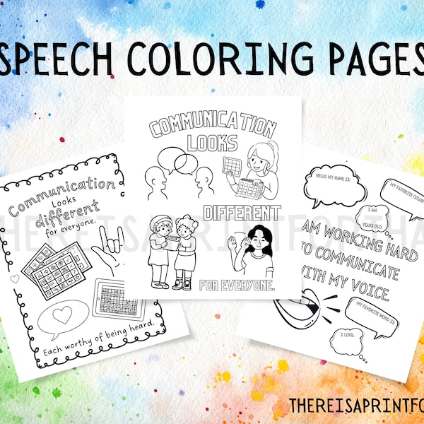 Speech Therapy Coloring Pages - Etsy