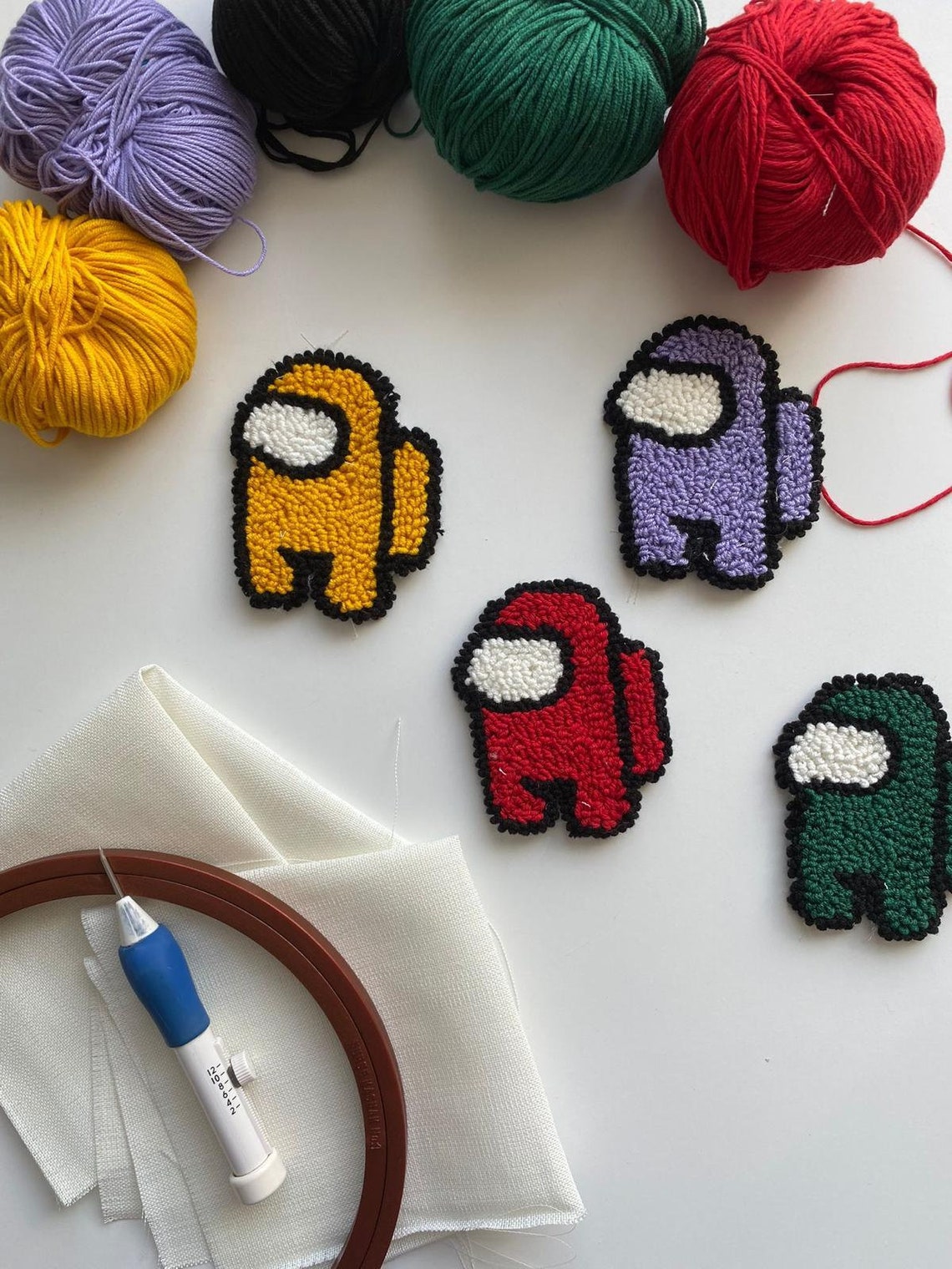 Among Us Design Punch Needle Coaster Kit DIY 4pcs Tufting Project Kit ...