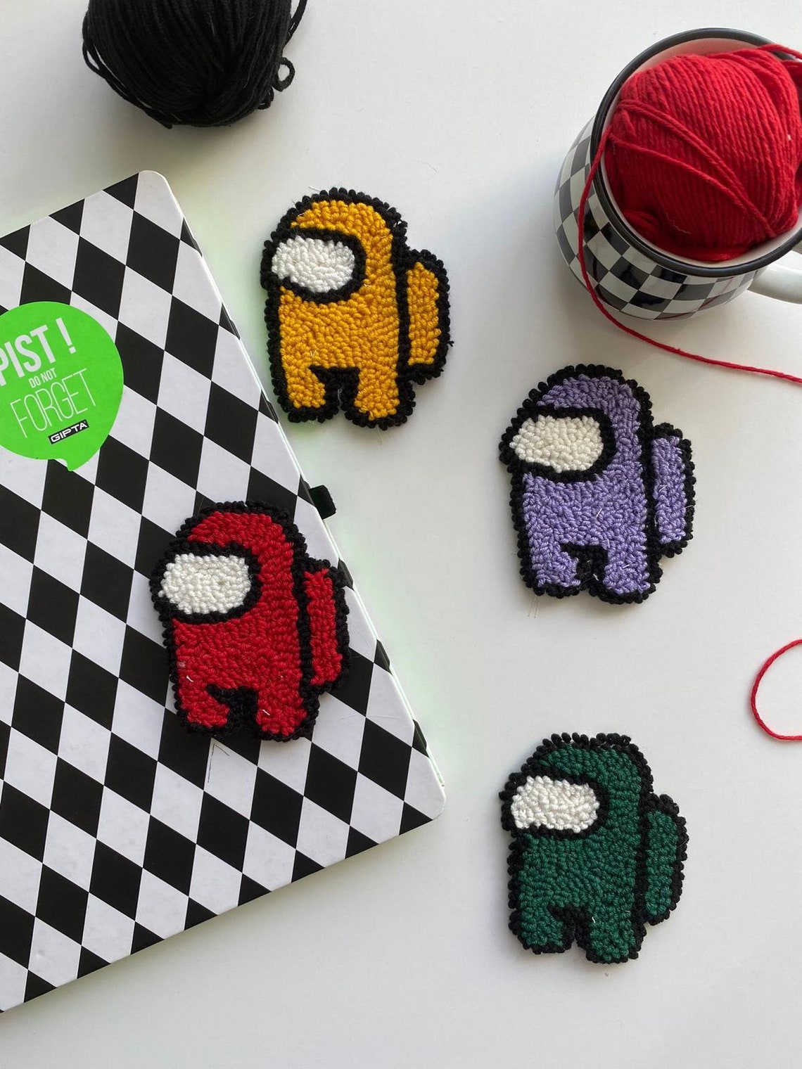 Among Us Design Punch Needle Coaster Kit DIY 4pcs Tufting Project Kit ...