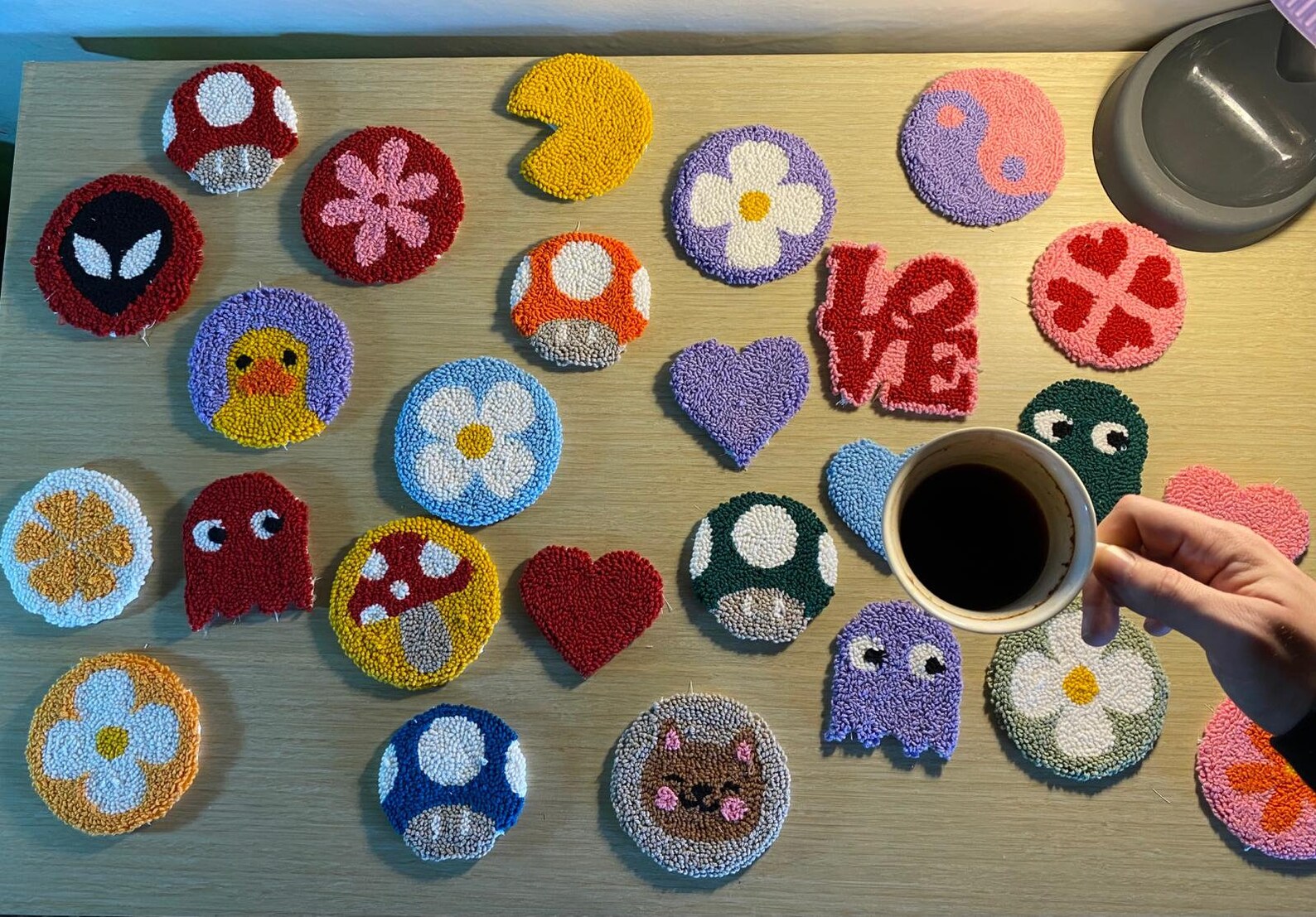 Among Us Design Punch Needle Coaster Kit DIY 4pcs Tufting Project Kit ...