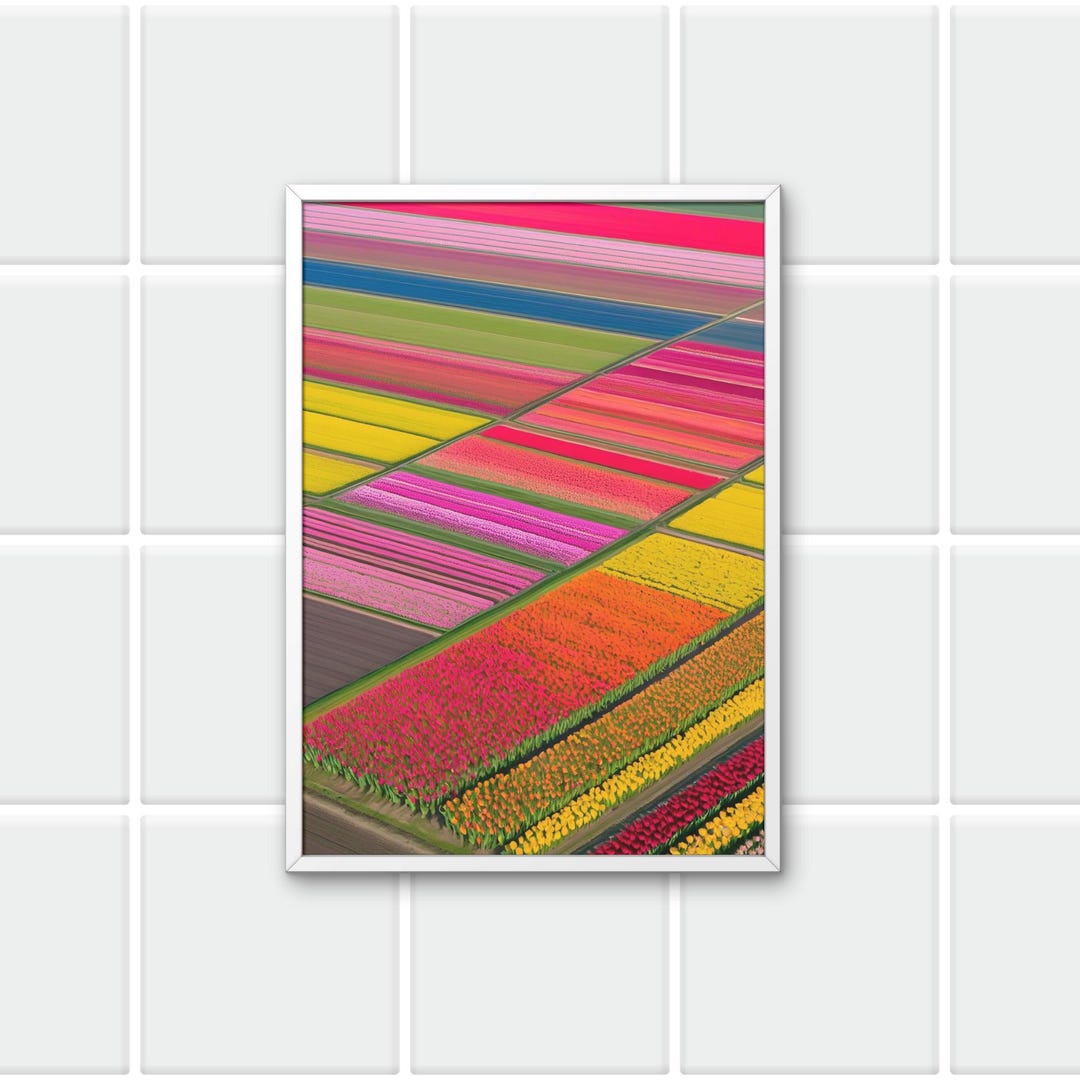 Dutch Tulip Fields Art Print: Netherlands Travel Poster (digital ...