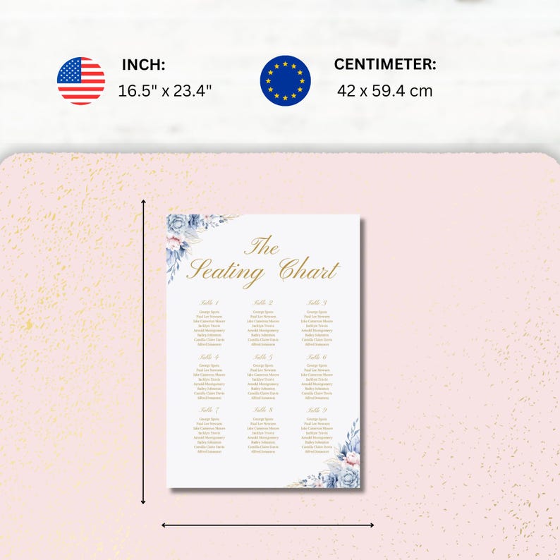 Light Blue Blush Floral Seating Chart - Etsy