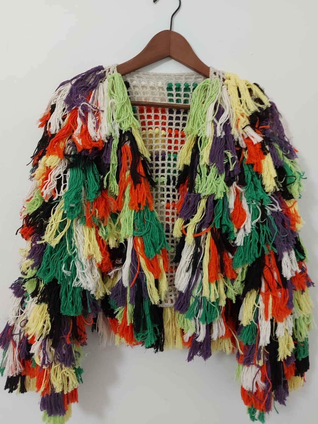 Mid Length Shaggy Jacket With Long Sleeves. Fringe Coat , Halloween ...