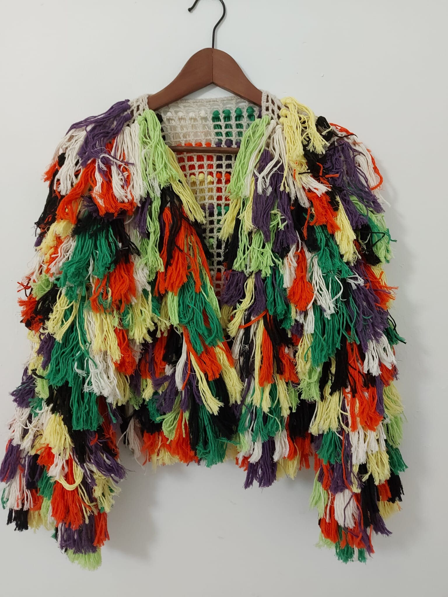 Mid Length Shaggy Jacket With Long Sleeves. Fringe Coat , Halloween ...