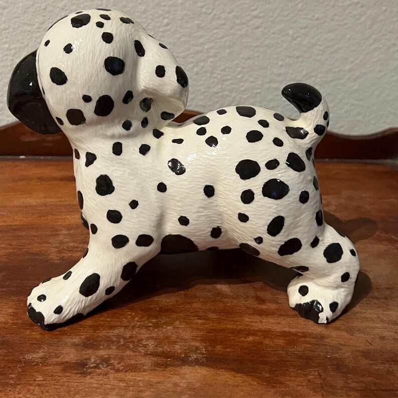 Porcelain Dog Figurine Vintage Dalmatian Puppy Black & White Dog Statue ...
