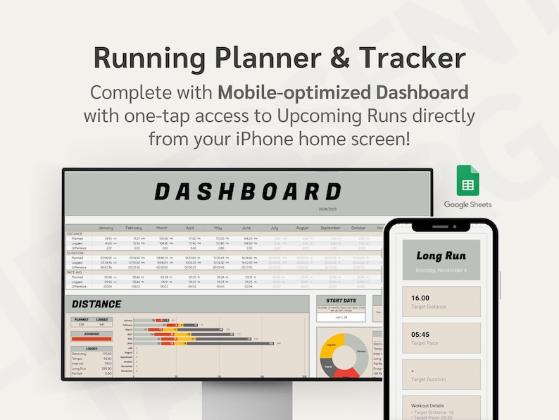 2025 Running Workout Planner and Tracker for Google Sheets Beginner ...
