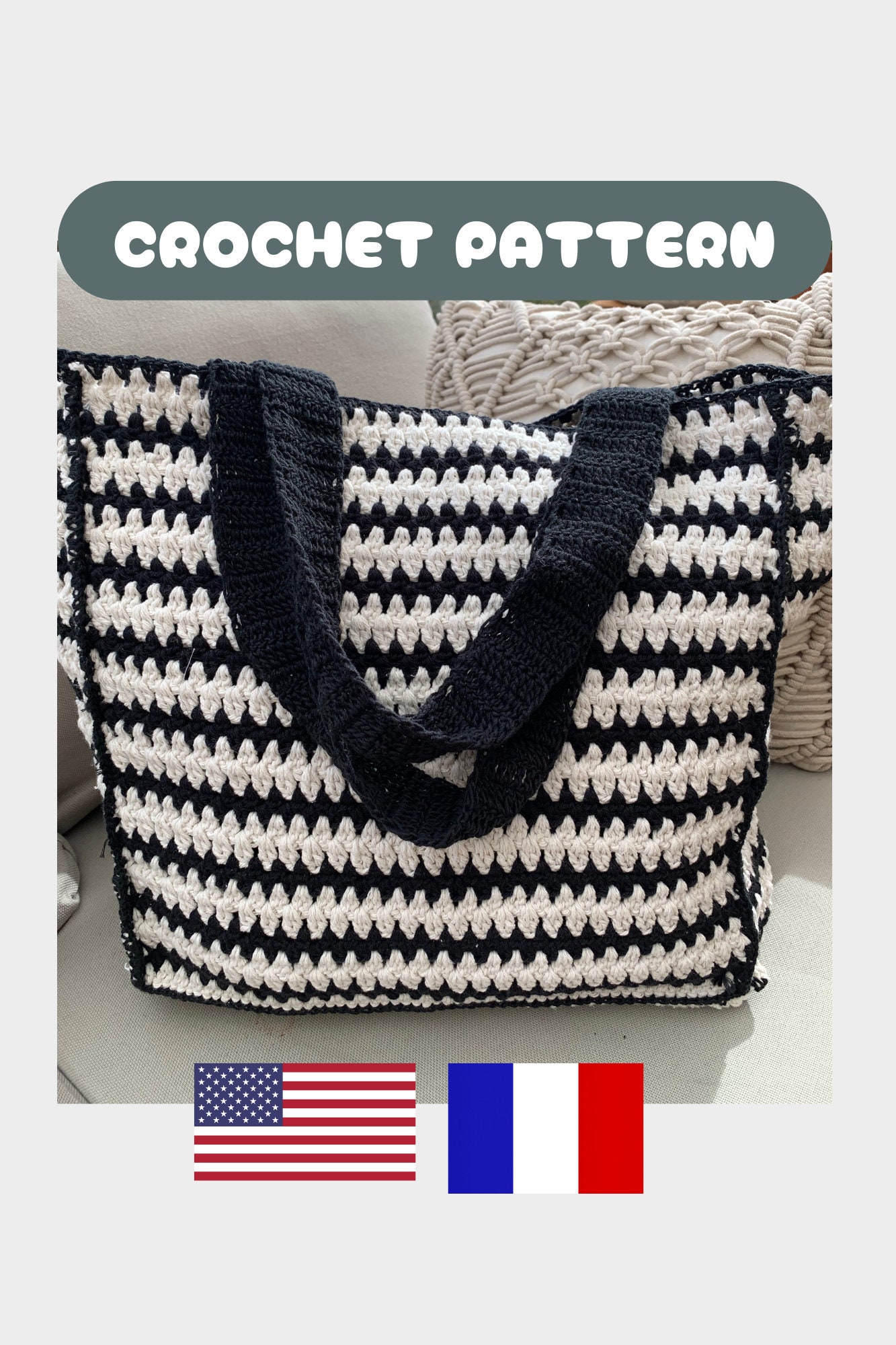 Crochet Tote Bag Pattern, Pdf Pattern, Beach Bag, Yarn Bab, Knitting ...
