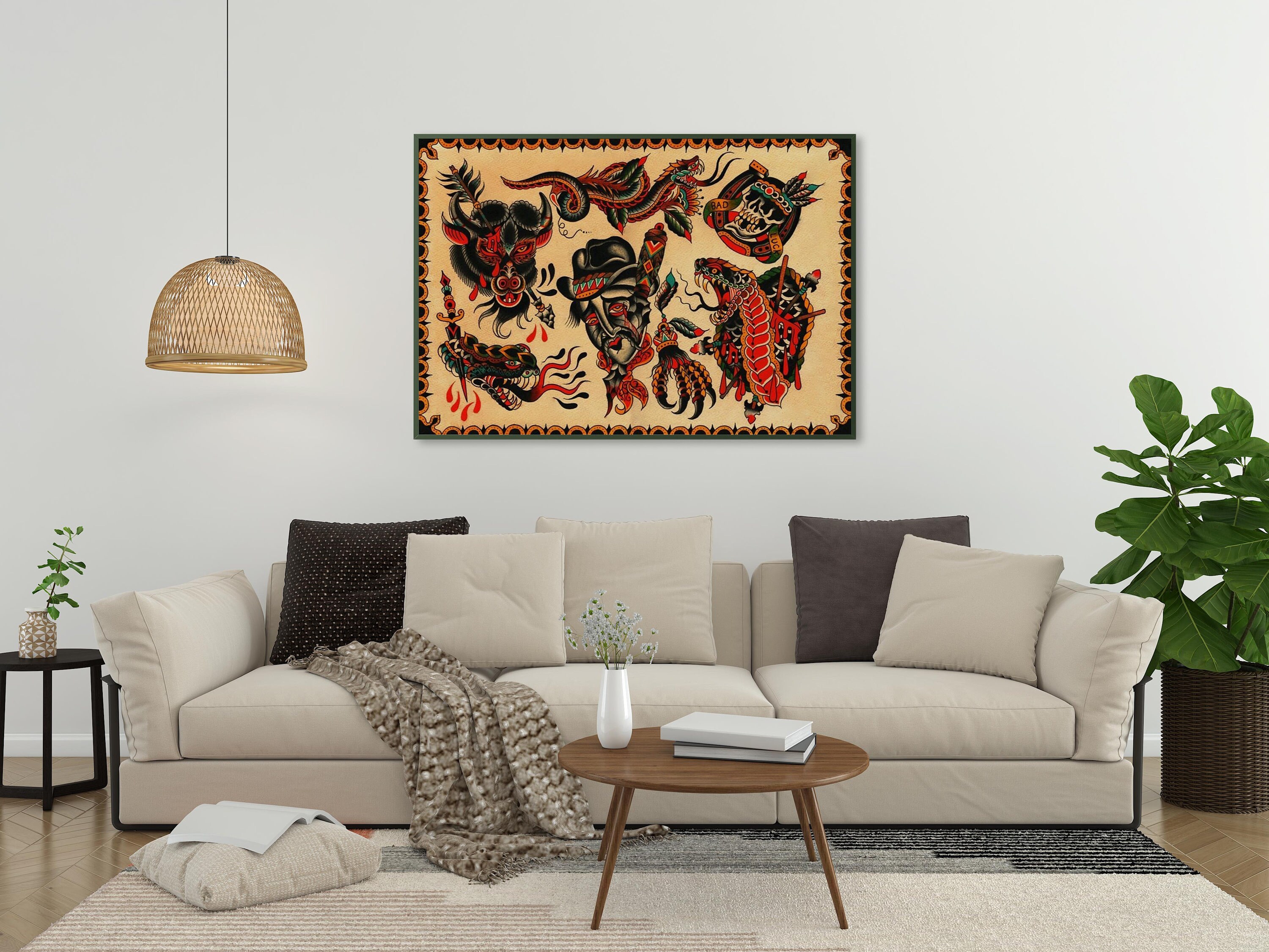 American Traditional Tattoo Canvas: Old School Ink Design - Etsy