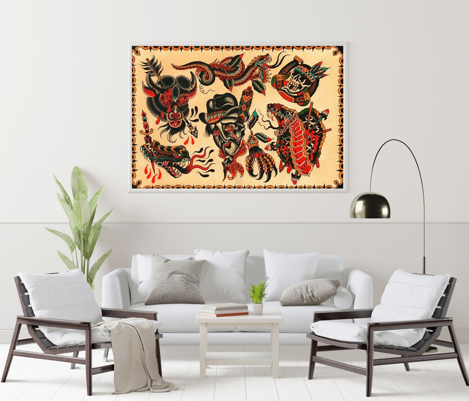 American Traditional Tattoo Canvas: Old School Ink Design - Etsy