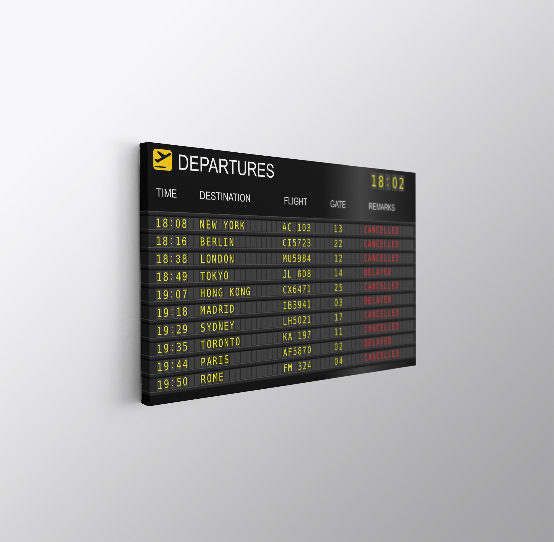 Airport Departures Board Canvas: Custom Flight Schedule Art - Etsy