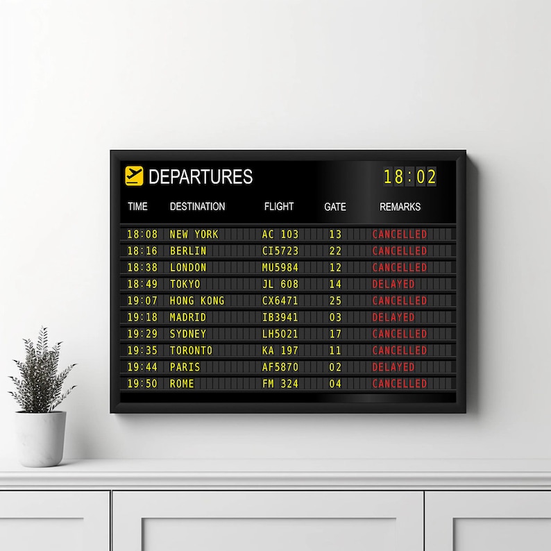 Airport Departures Board Canvas: Custom Flight Schedule Art - Etsy