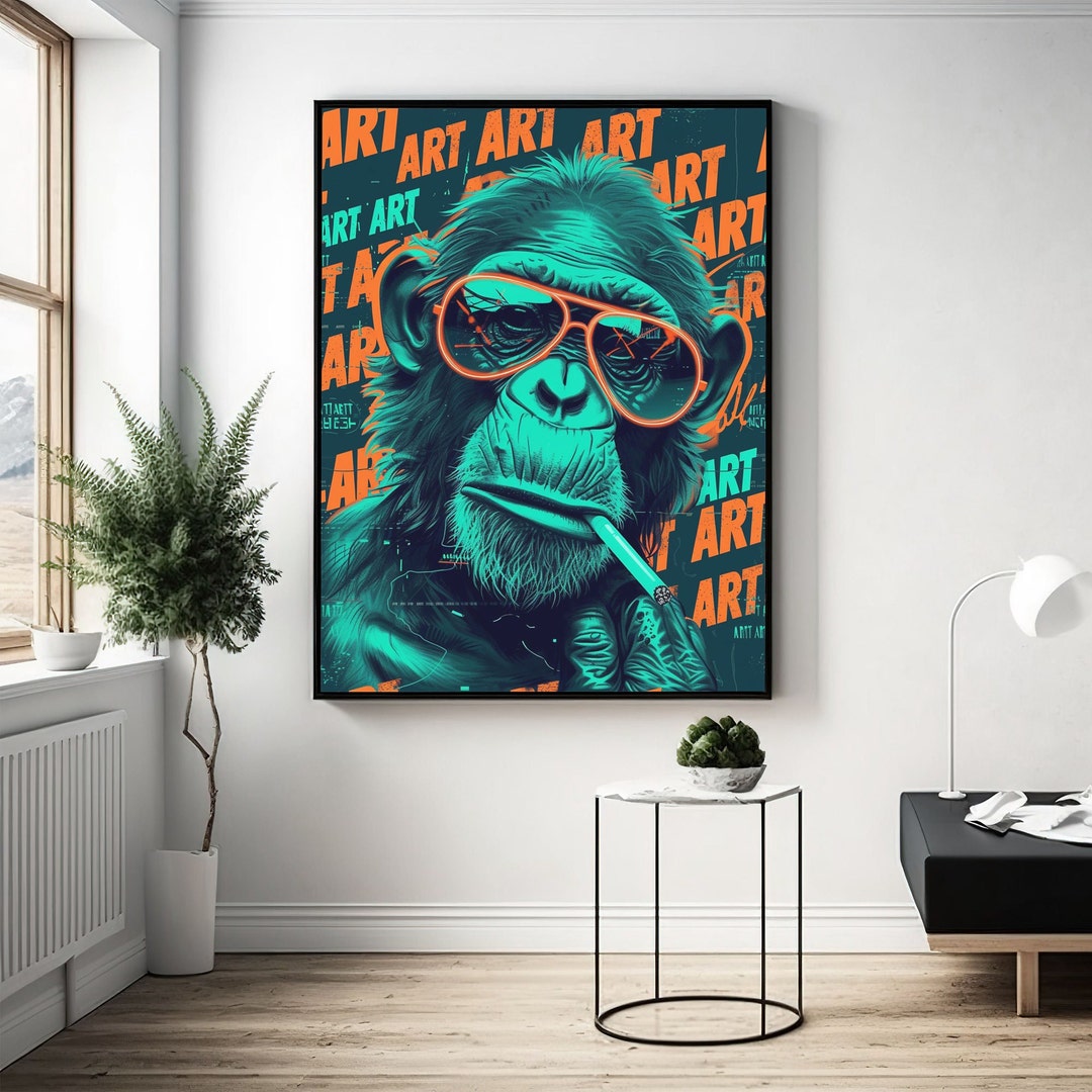 Monkey Themed Canvas, Monkey Wall Art, Animal Themed Canvas,home ...