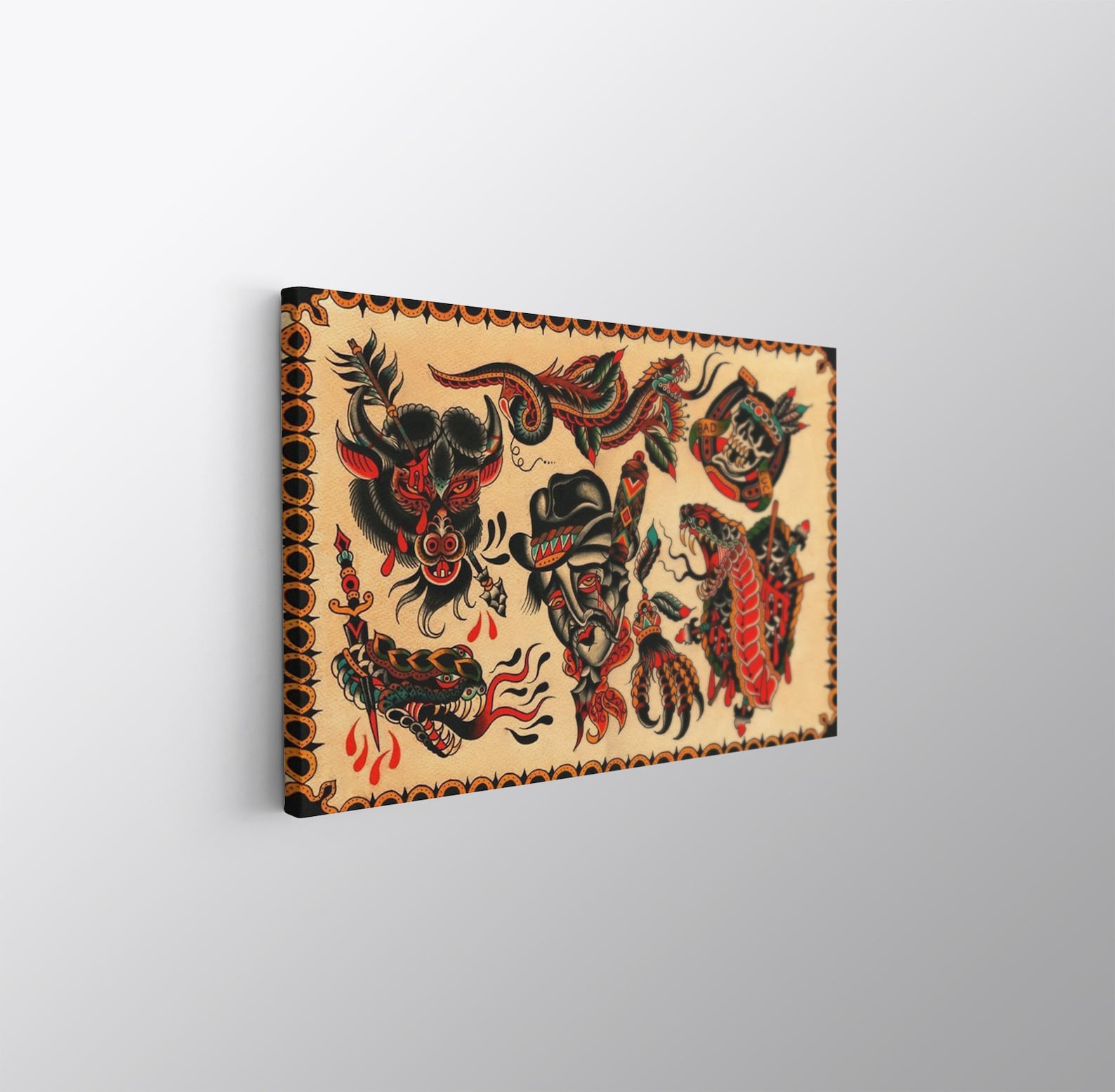 American Traditional Tattoo Canvas: Old School Ink Design - Etsy