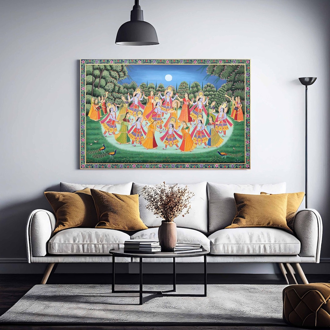 Rasa Lila Dance of Radha Krishna, Rasa Lila Canvas, Krishna Lila Canvas ...