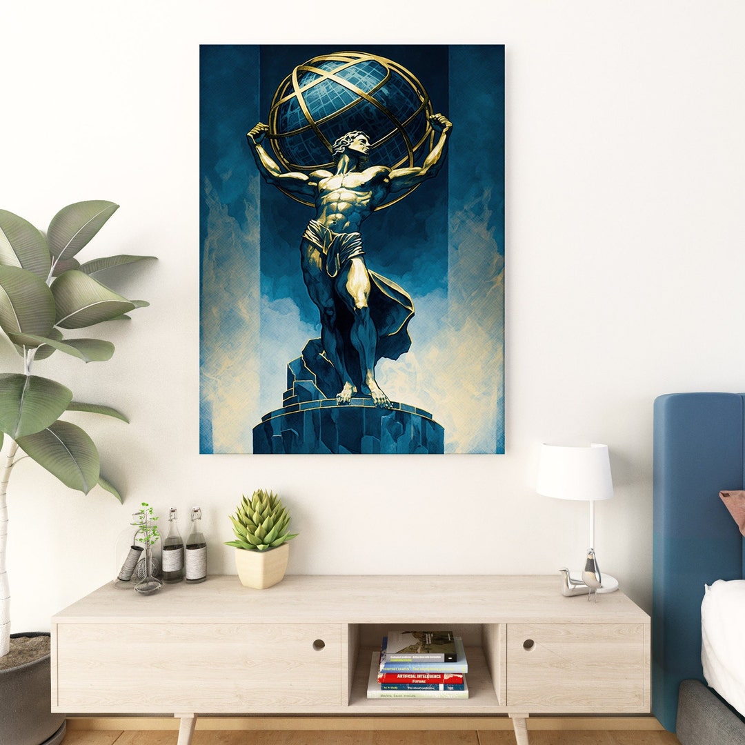 Atlas Statue Canvas, God of Atlantis Canvas, Titan Atlas Canvas, Atlas ...