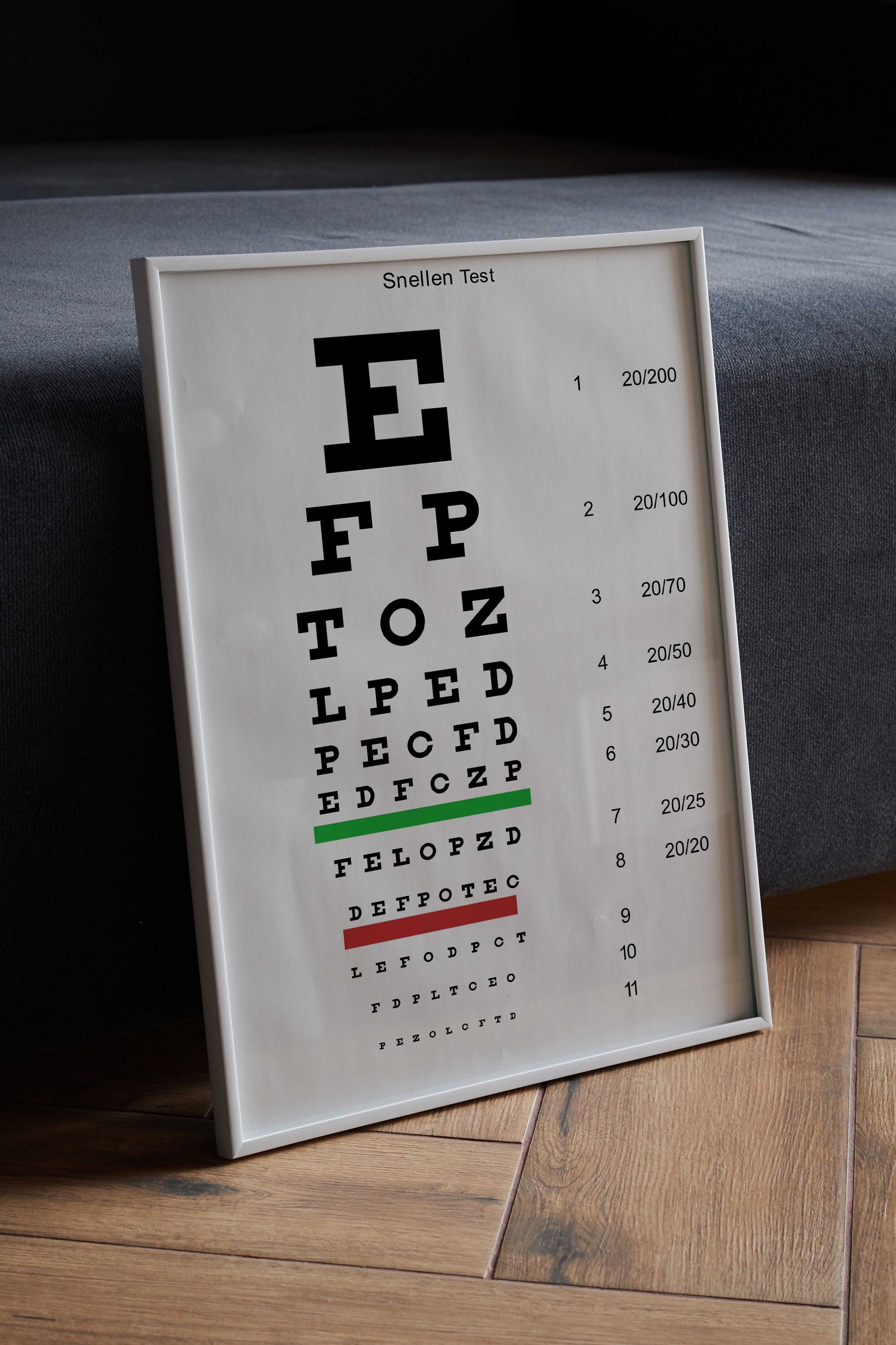 Snellen Chart Canvas: Eye Test Vision Chart Art - Etsy