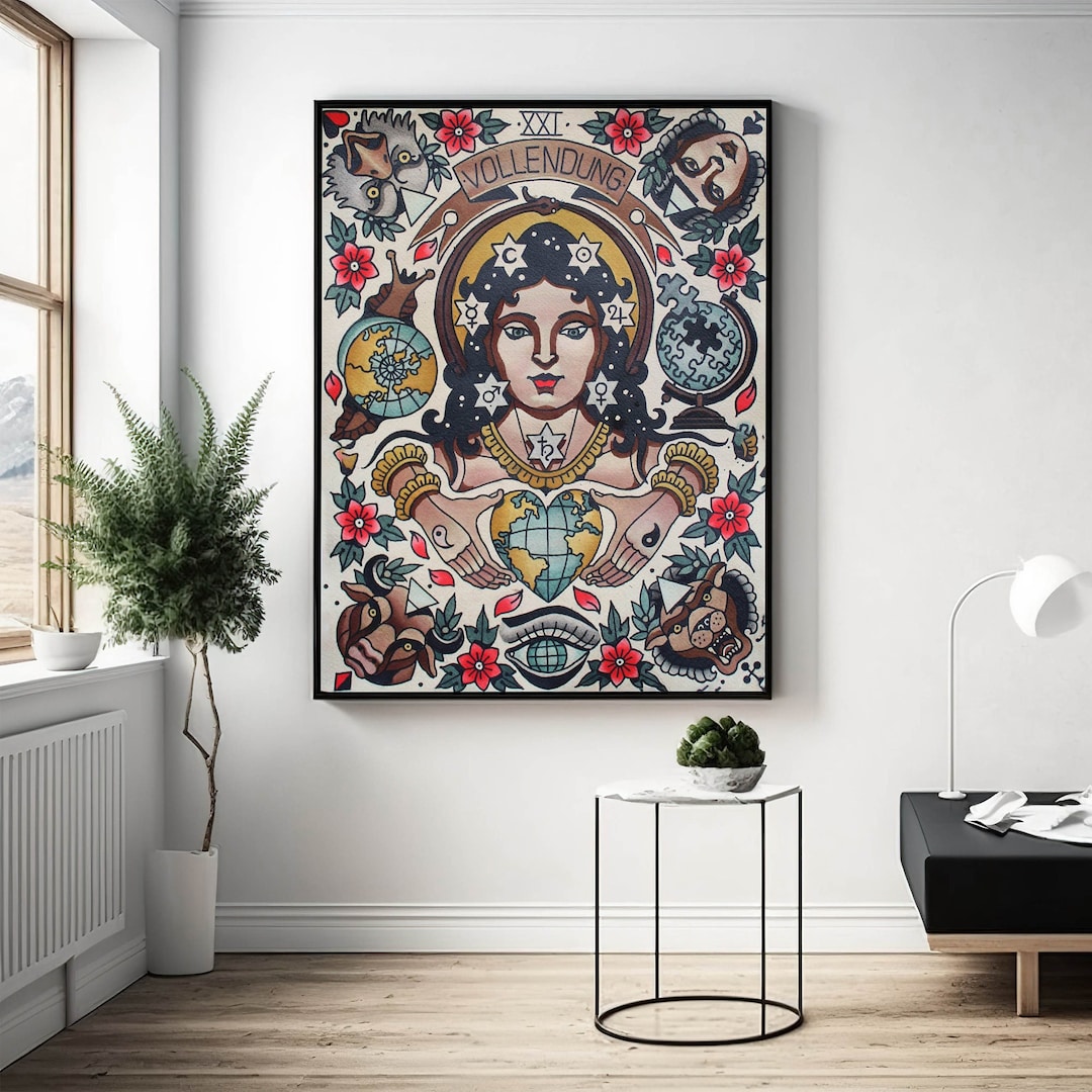 Wizard Tattoo Canvas, Witch Tattoo Canvas, Old School Tattoo Canvas ...