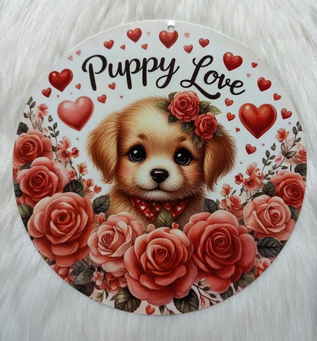 Puppy Love Sign, Valentine's Day Sign, Wreath Attachment, Door Hanger ...