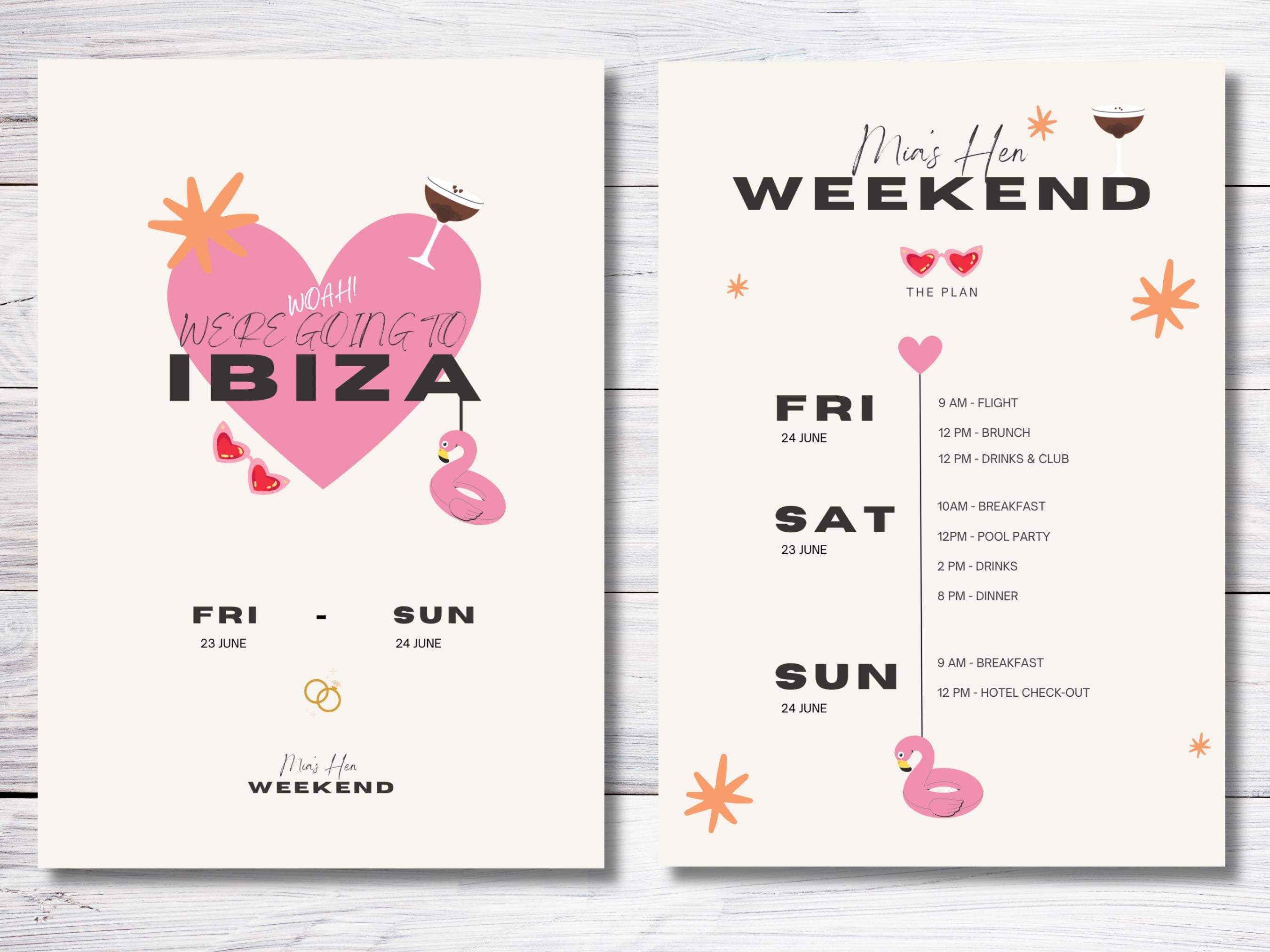 Ibiza Hen Party Itinerary Template: Editable Bachelorette Weekend ...