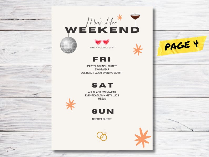 Ibiza Hen Party Itinerary Template: Editable Bachelorette Weekend ...