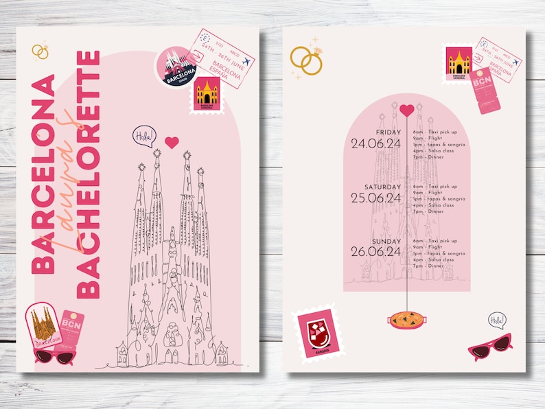 Barcelona Bachelorette Itinerary Template: Editable Weekend Trip ...