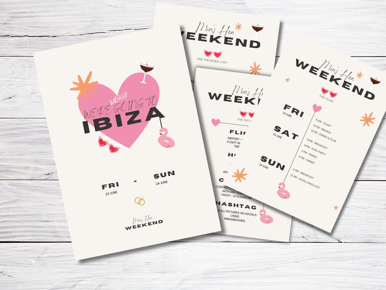 Ibiza Hen Party Itinerary Template: Editable Bachelorette Weekend ...