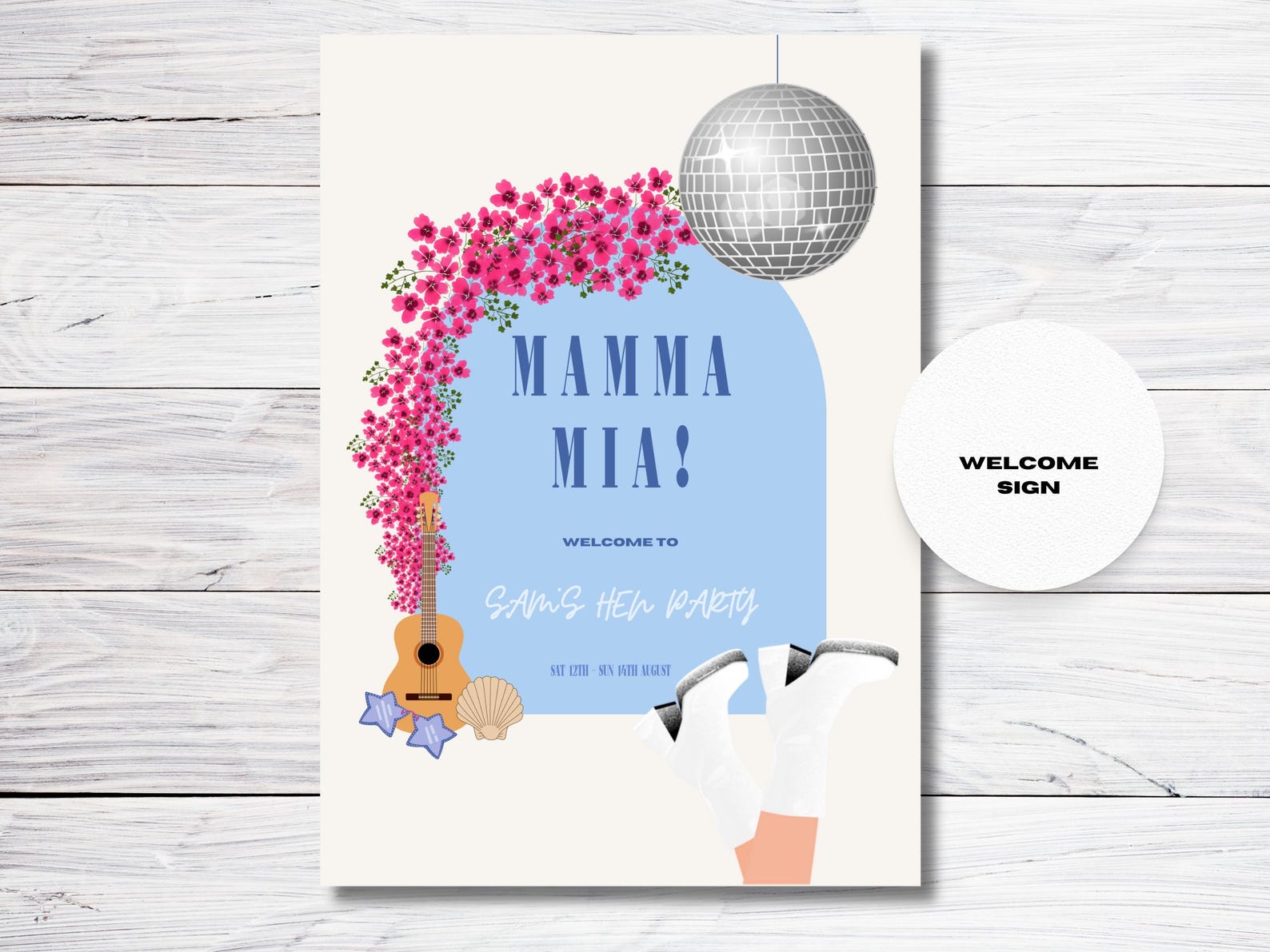 Mamma Mia Hen Party Bundle: Itinerary, Welcome Sign, Placecards ...