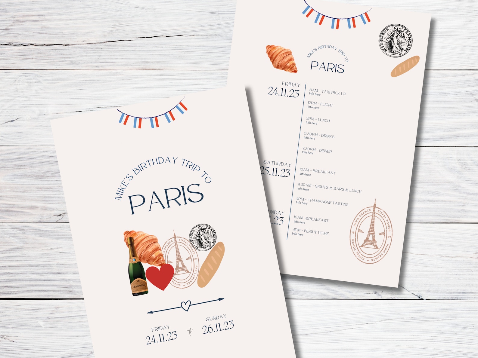 Paris Trip Itinerary, Birthday, Hen, Weekend Break, Editable Template ...