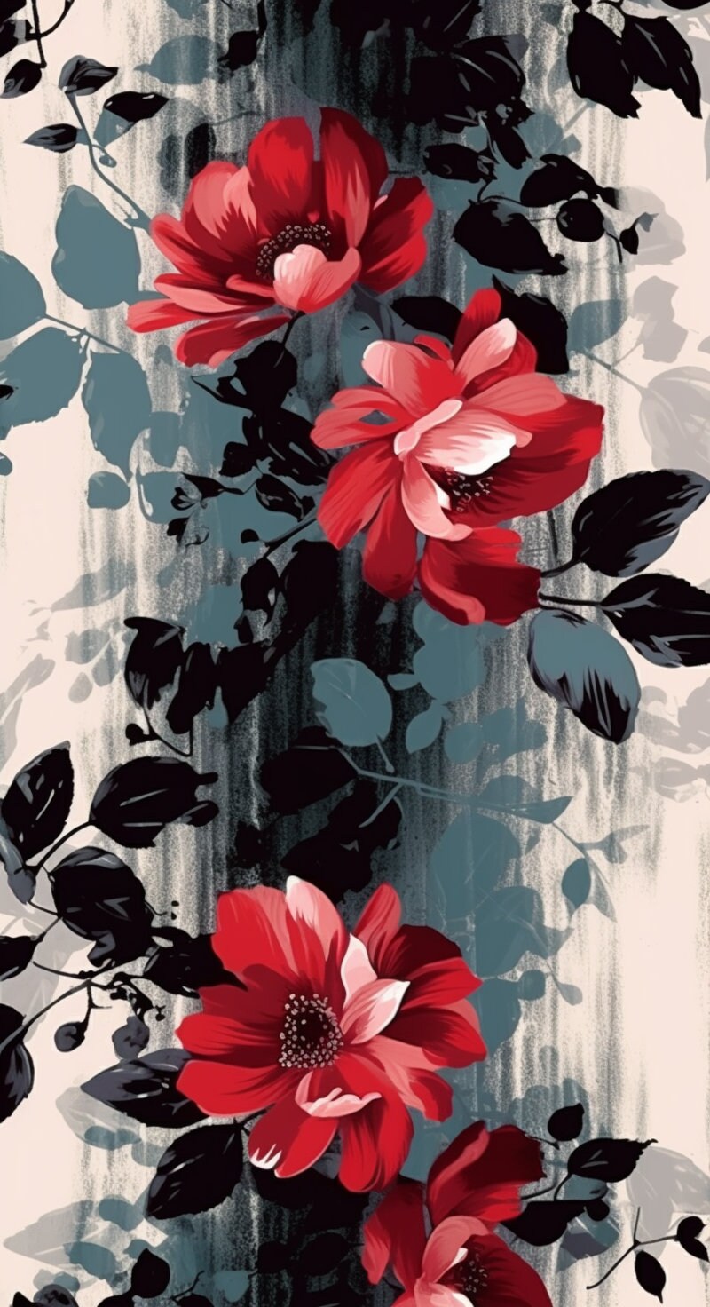 Red Flower Ink Art Clipart, PNG, Commercial Use - Etsy