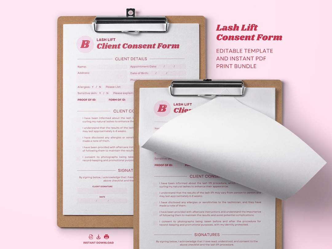Lash Lift Consent Form | Editable Printable Template for Canva | DIY ...