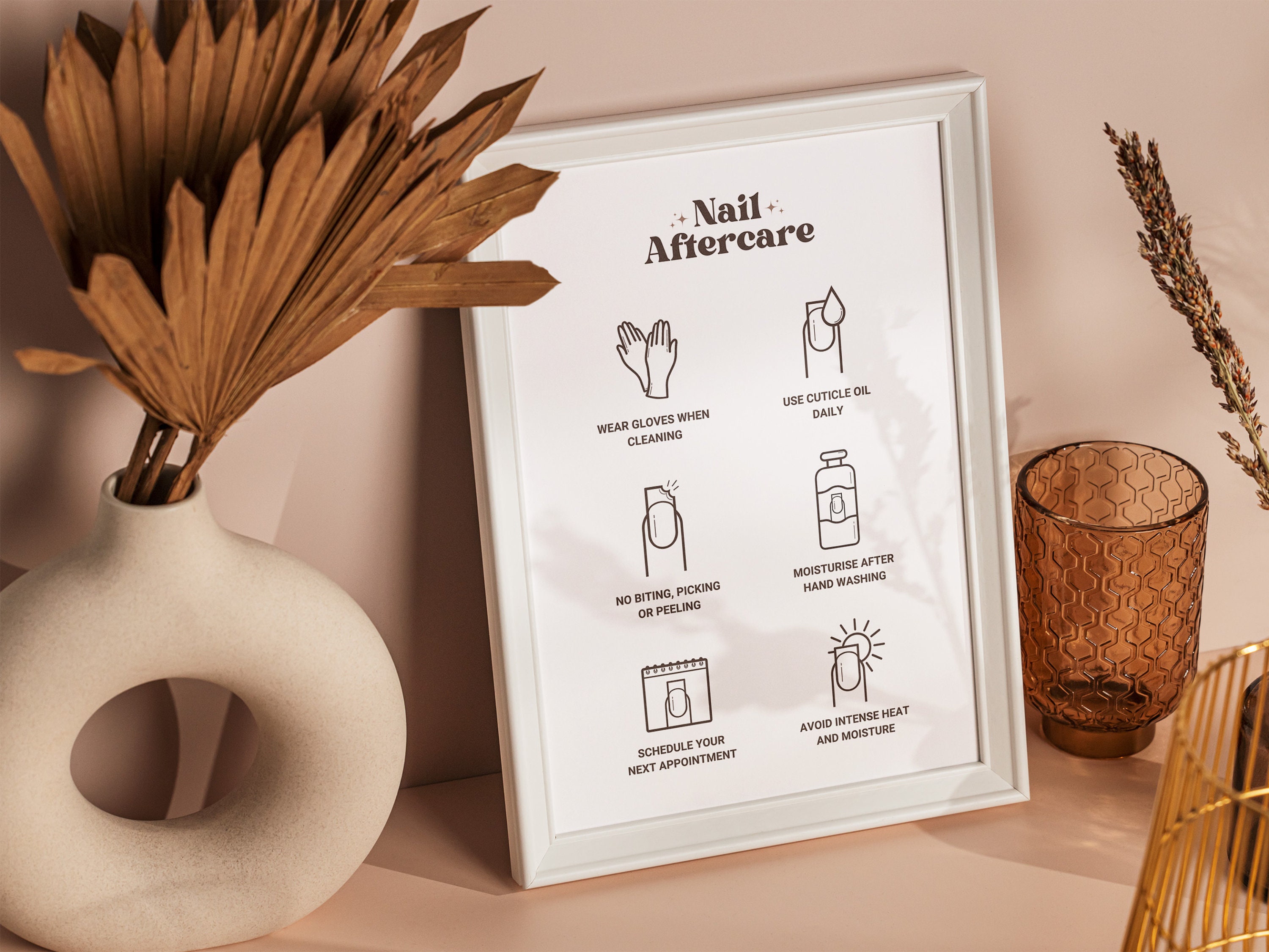 Nail Technician Salon Wall Poster Nail Care Guide Boho Beauty Decor ...