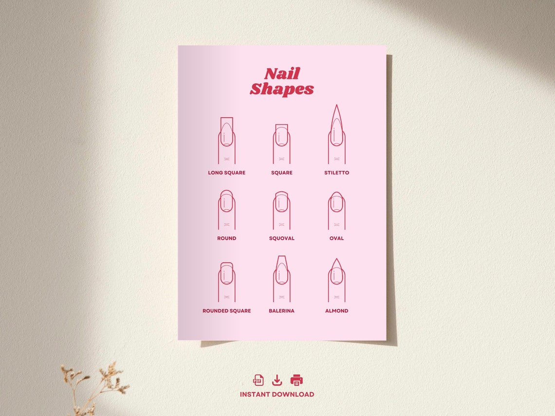 Nail Technician Salon Wall Poster Nail Shapes Guide Beauty Decor ...